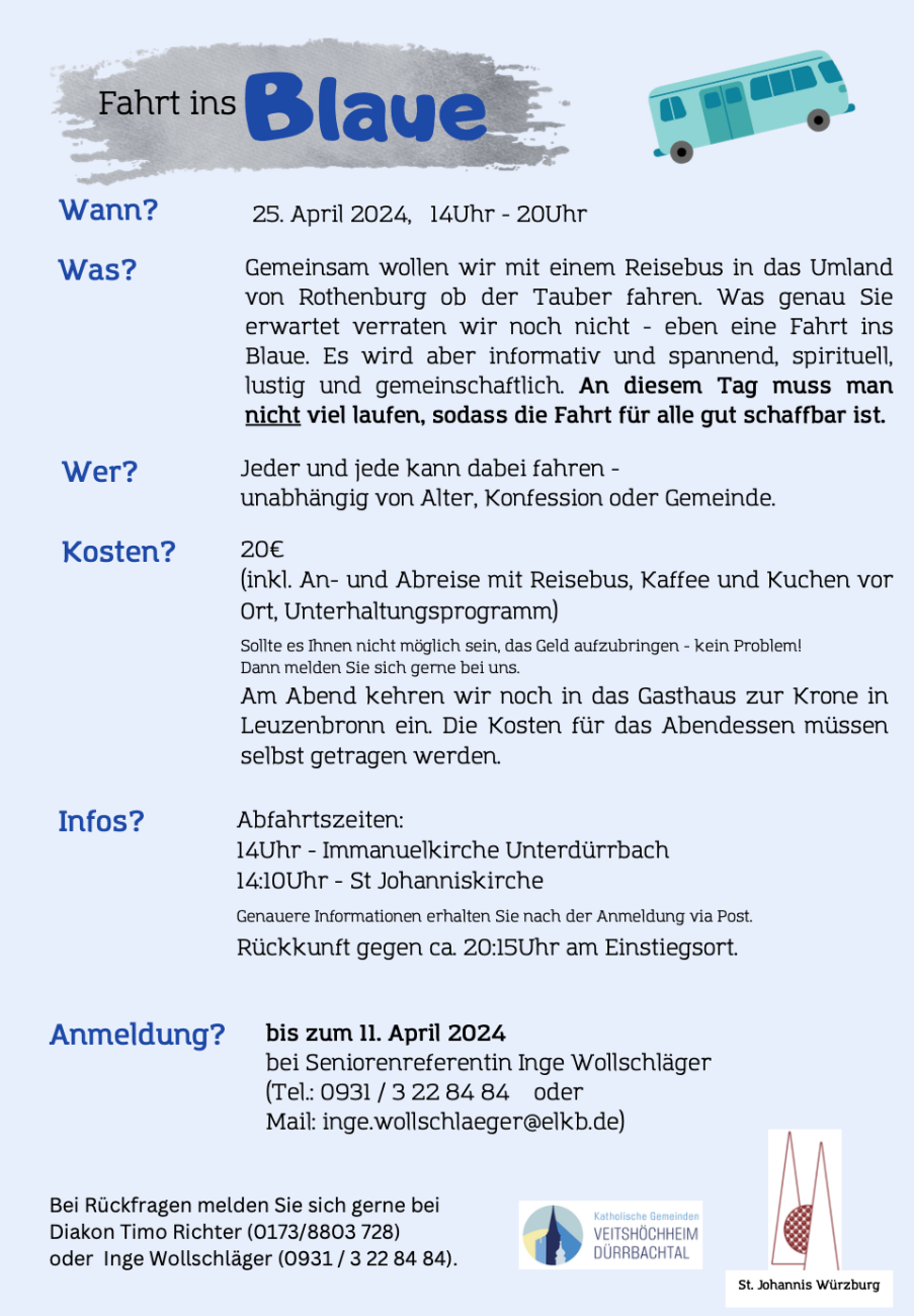 Fahrt ins Blaue - Gemeindeausflüge | St. Johannis Würzburg